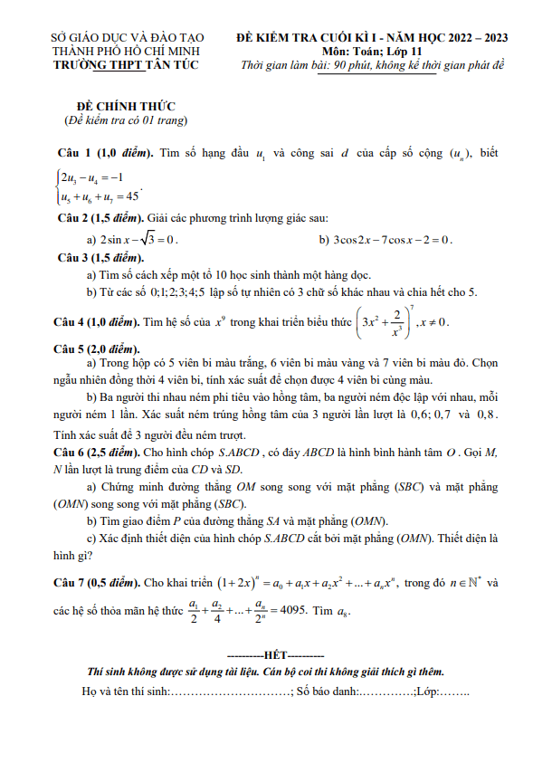 de-cuoi-ki-1-toan-11-nam-2022-2023-truong-thpt-tan-tuc-tp-hcm - TOANMATH.com